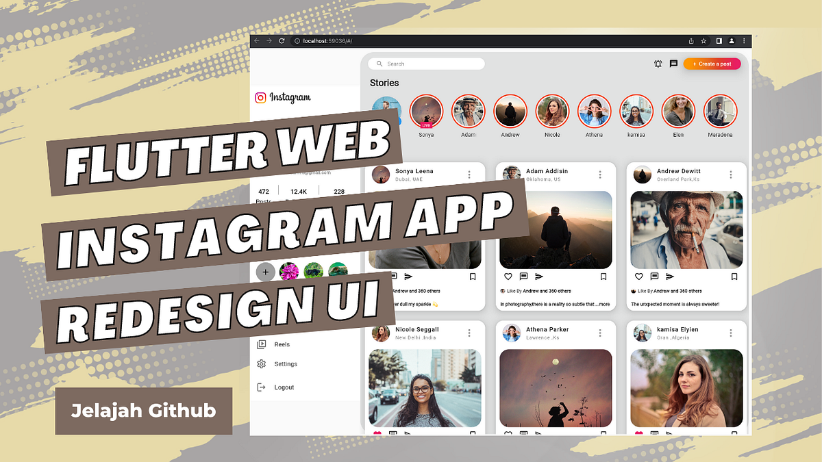 Flutter Web Instagram UI - Code with Bahri - Medium