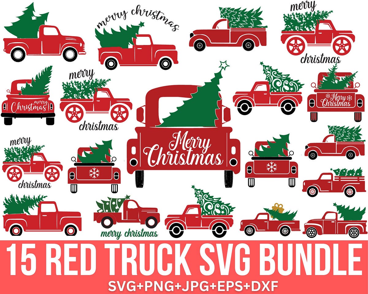 Red Truck Svg Bundle, Christmas Truck Svg, Farm truck svg, Christmas ...
