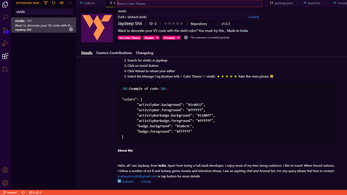 VSCode Theme : Create your own theme extension | by Jaydeep | Medium