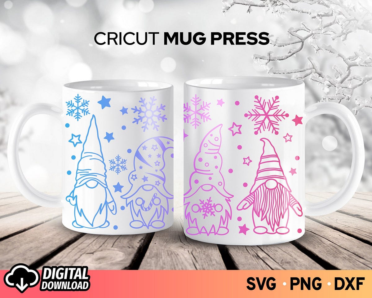 Cricut Mug Press SVG Christmas, Christmas Gnome Svg, Mug Wrap Template ...