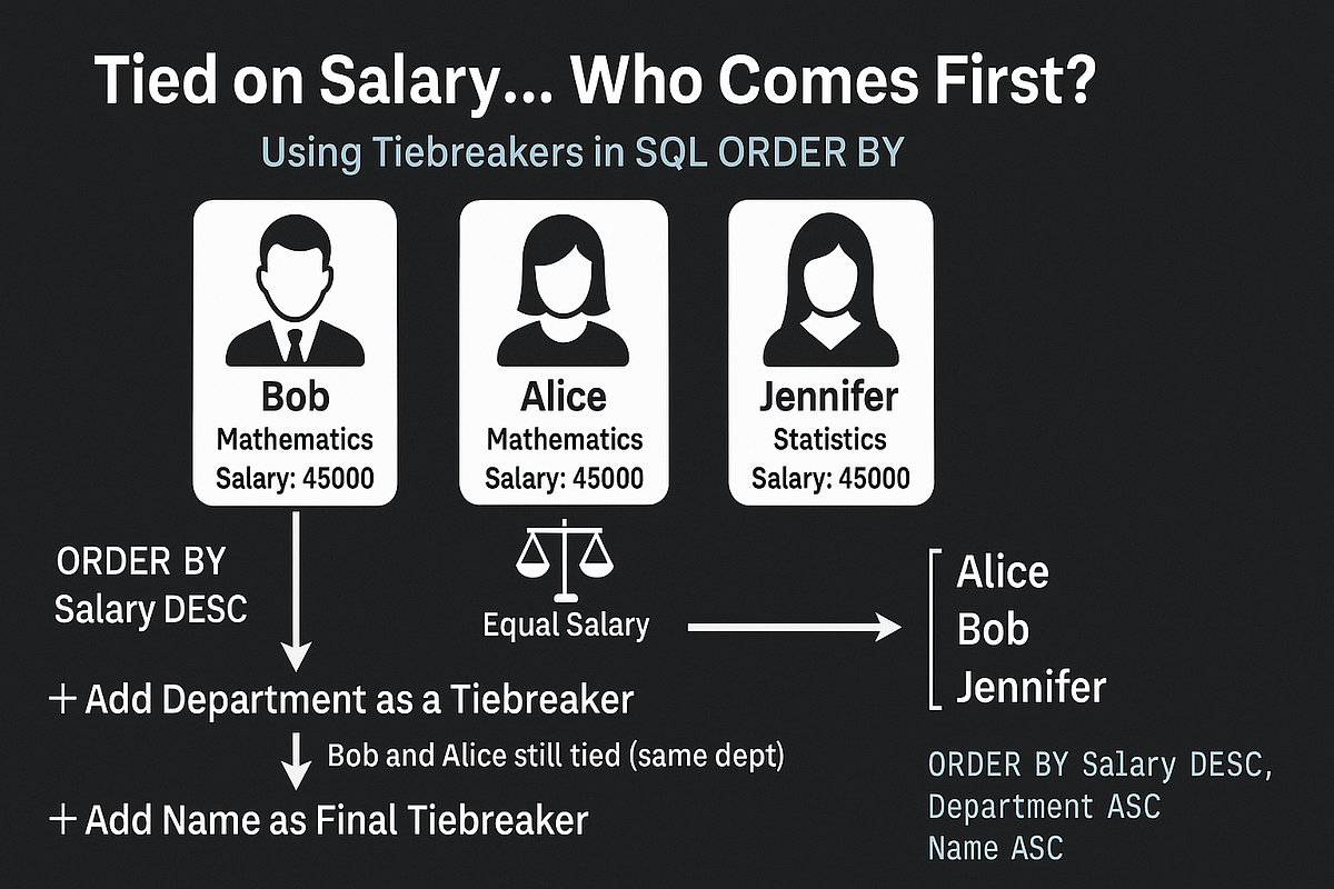 What Are Tiebreakers in SQL ORDER BY Clause? | by Saud Ahmad | Medium