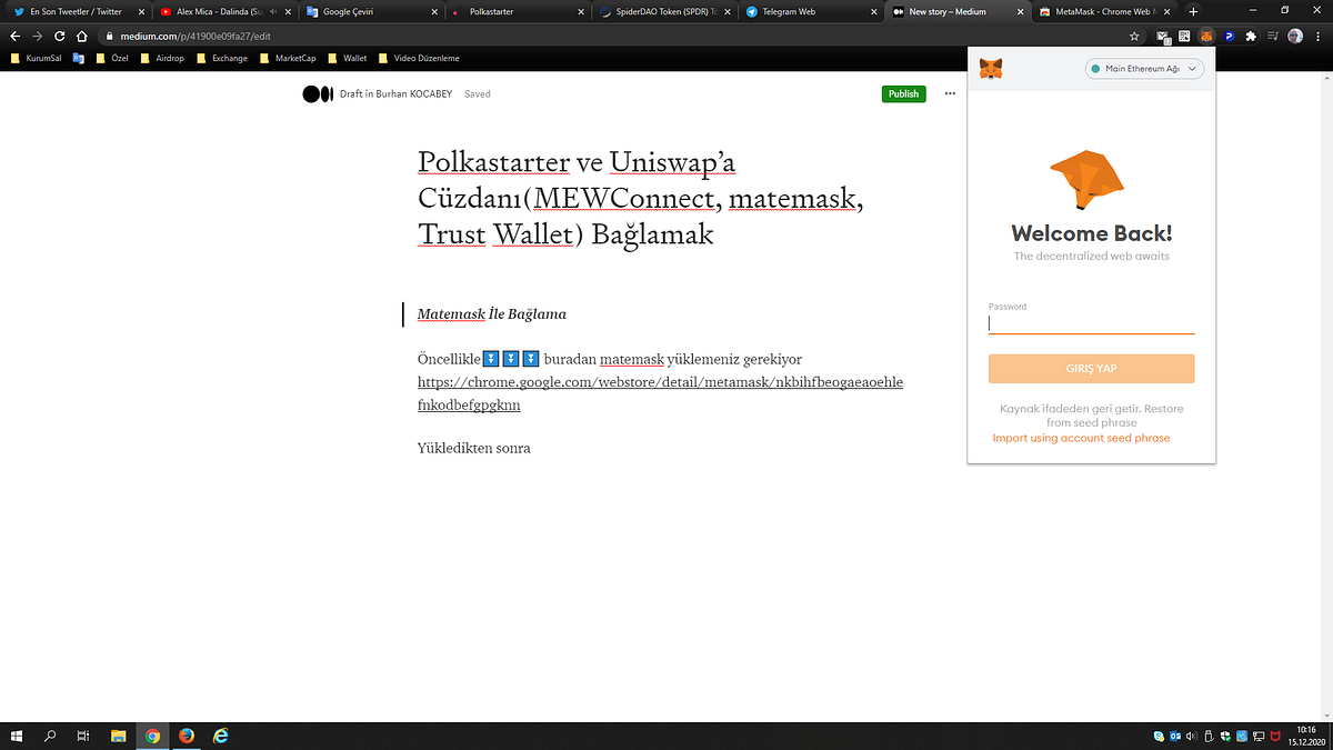 Polkastarter ve Uniswap’a Cüzdanı(MEWConnect, matemask, Trust Wallet ...
