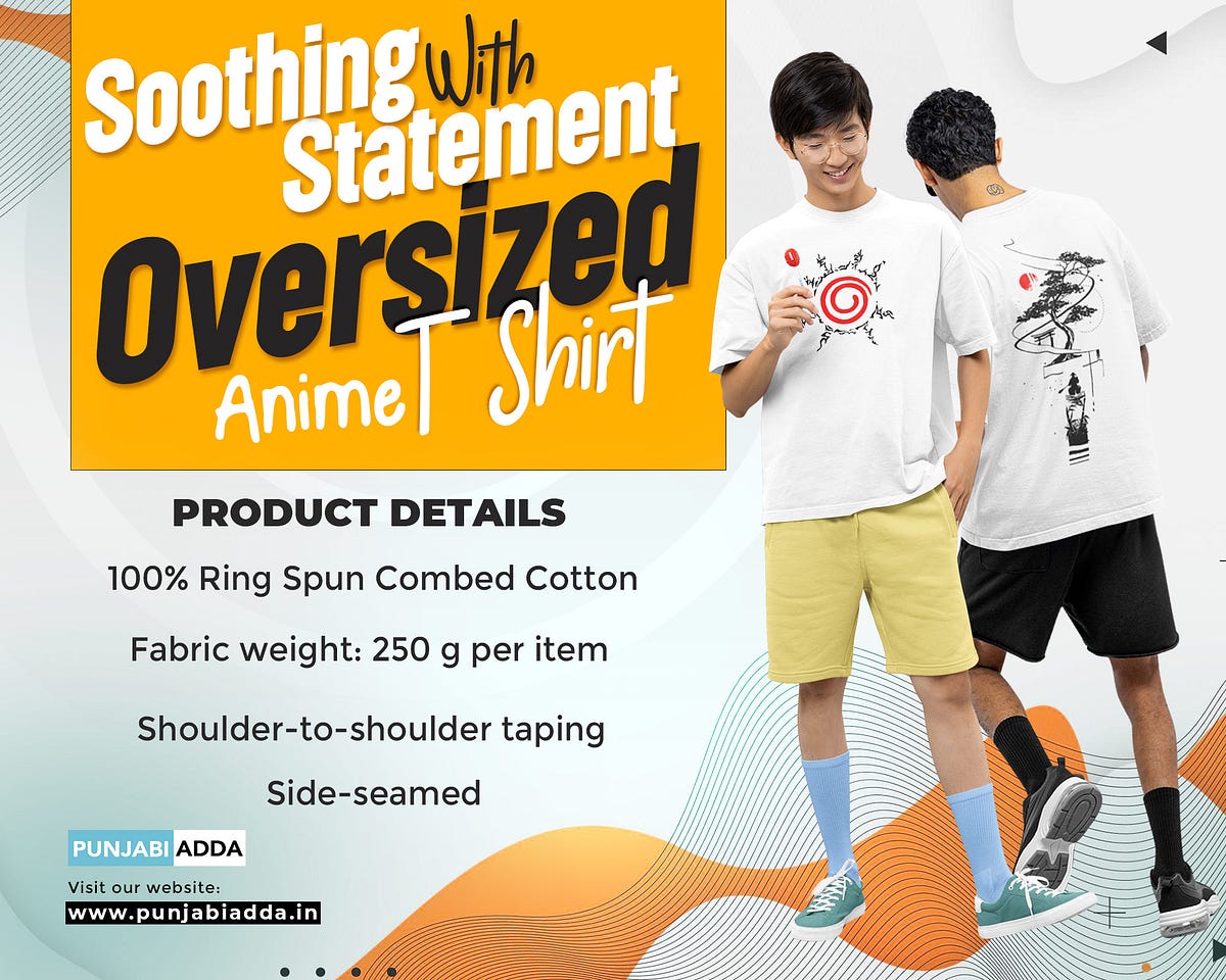 Soothing With Statement Anime Oversized T Shirt — Punjabi Adda ...