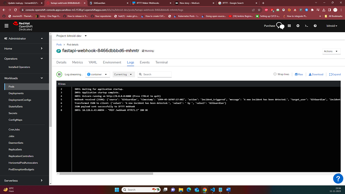 Python Fastapi To Push Notification From Gitguardian To The Ifttt Webhook By Hemanth Bitra