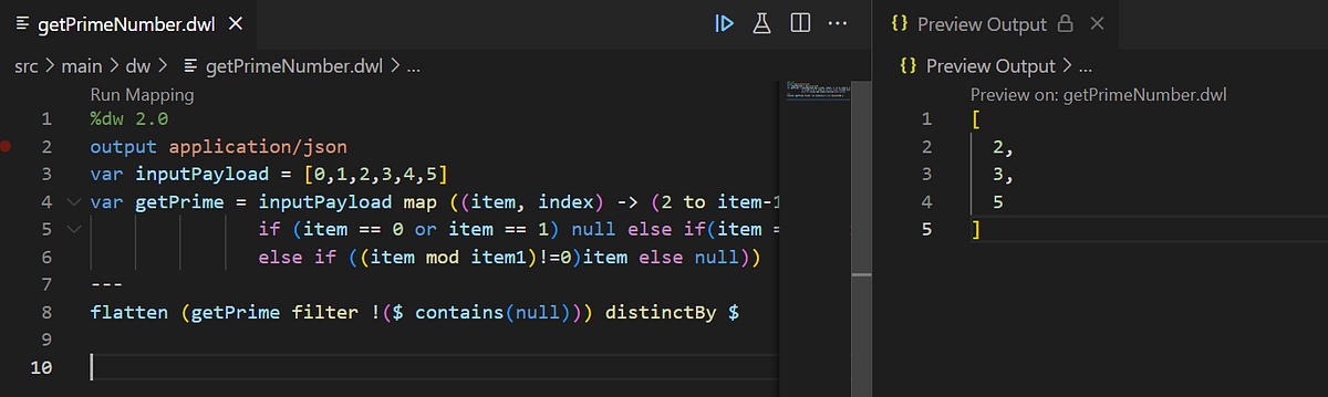 How to fetch prime numbers from an array of numbers using Data Weave ...