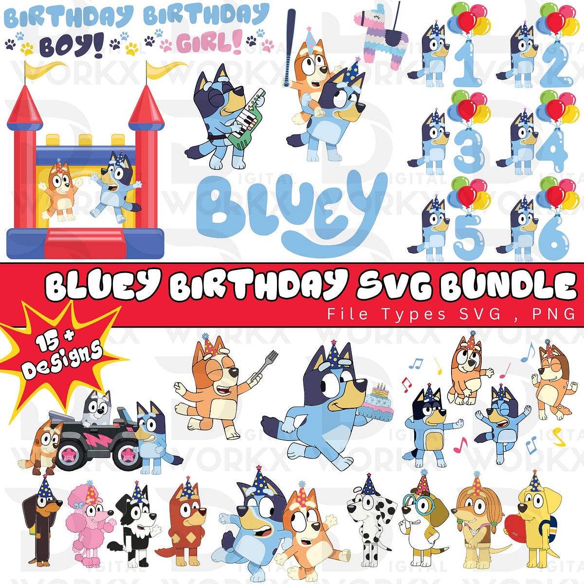 Blu-ey SVG Birthday Bundle, Blu-ey Shirt, Bluey SVG PNG, Blu-ey ...