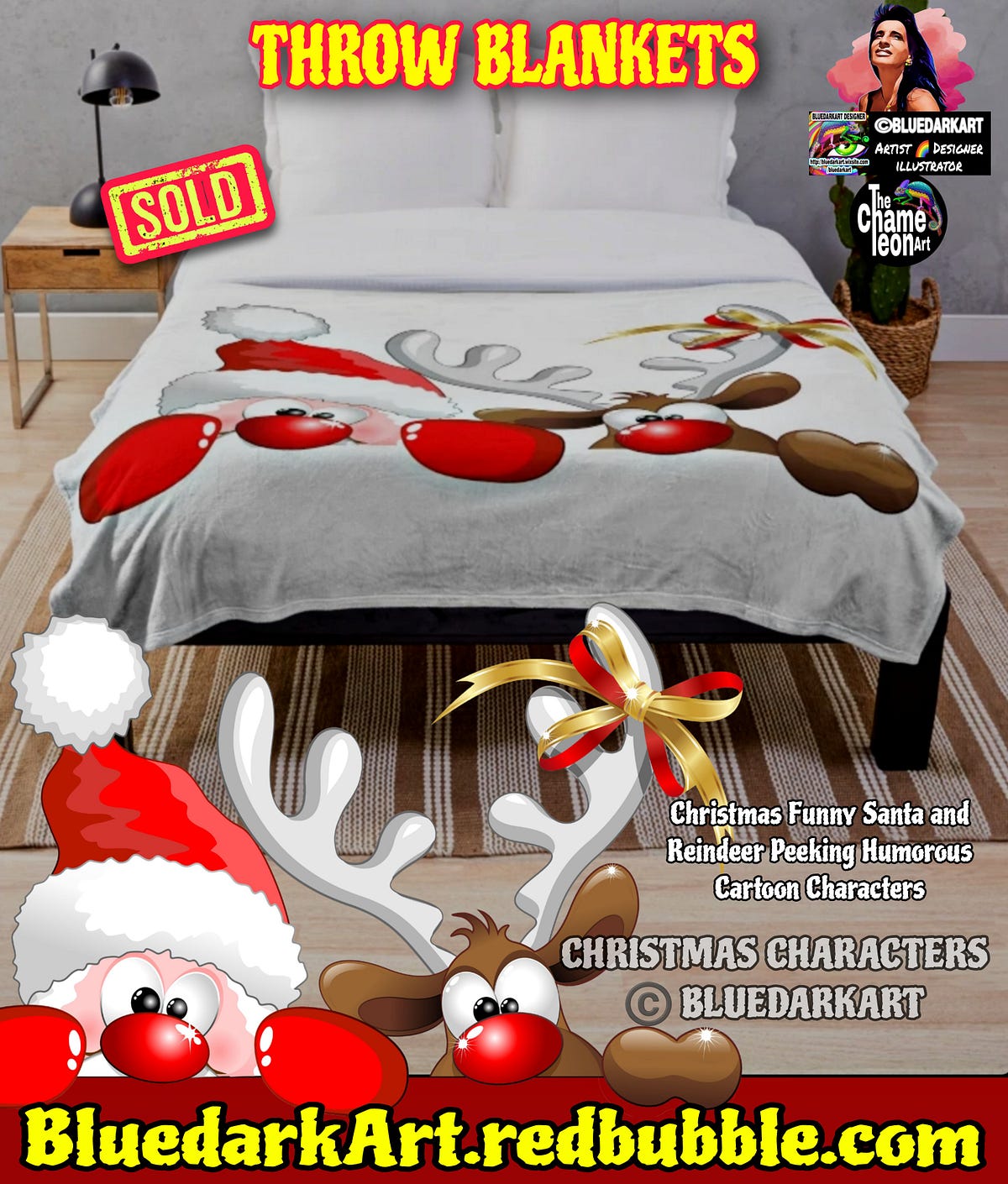 SOLD! Thanks 🎅 #Christmas #Funny #Santa & #Reindeer #Peeking #Humorous ...