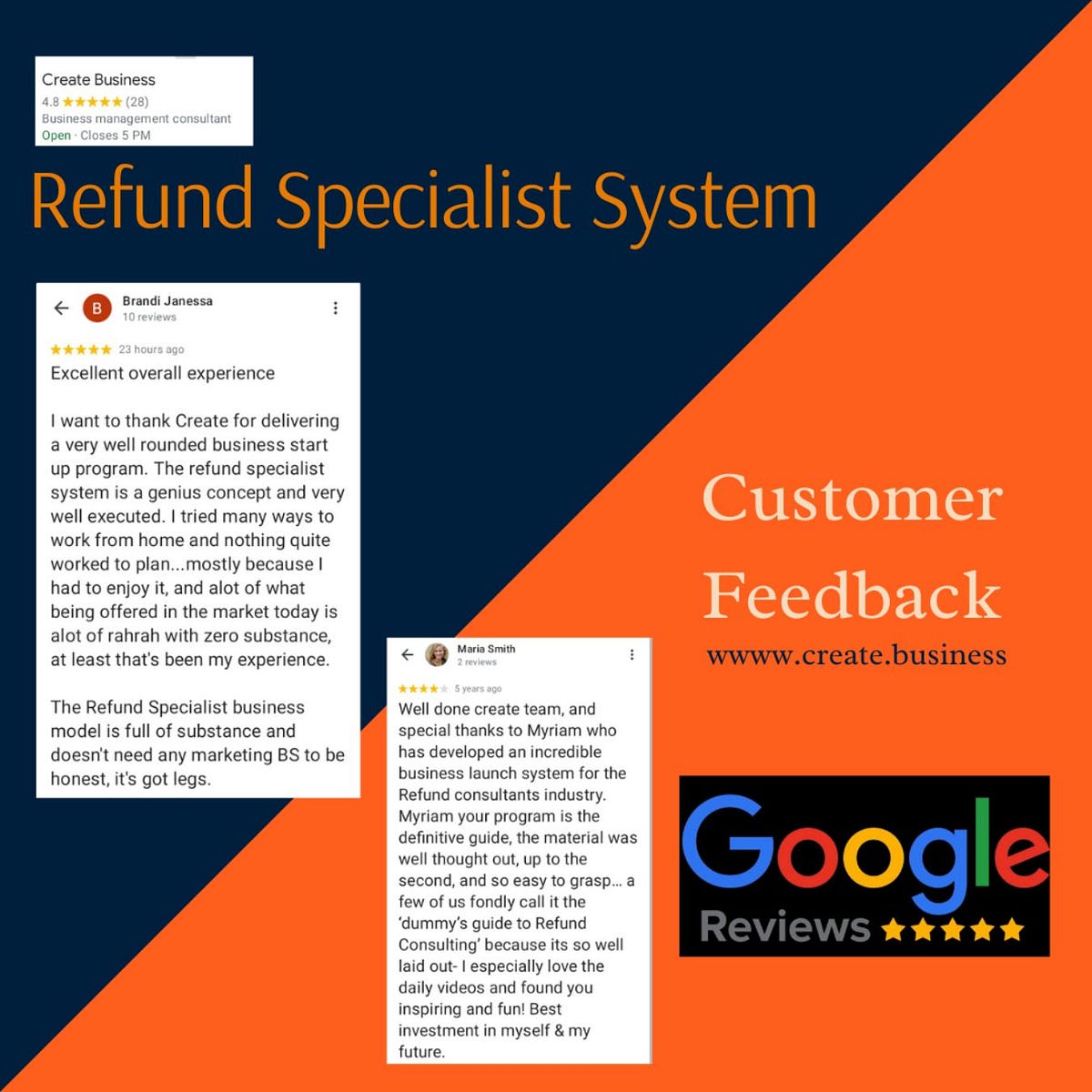 Create Business Refund Specialist System Customer’s Feedback On Google ...