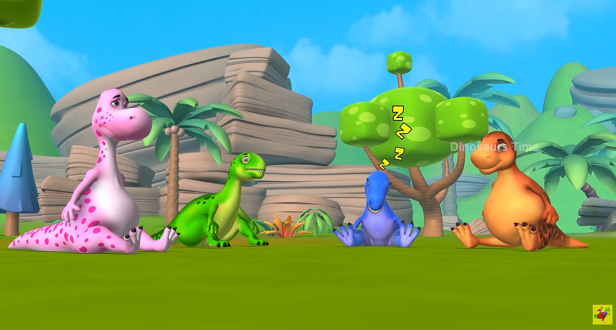 Funny Dinosaurs Family Play with Giant Color Tyre Race Game in Forest ...