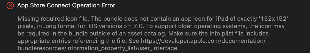 Missing required icon file. The bundle does not contain an app icon… | by Shoaib Khazer | Medium