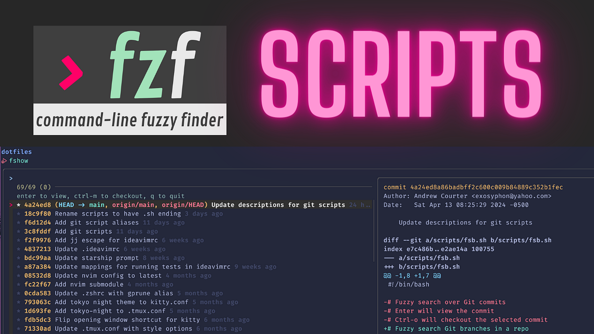 Search Git Branches and Commits Using fzf | by Andrew Courter | Level Up Coding