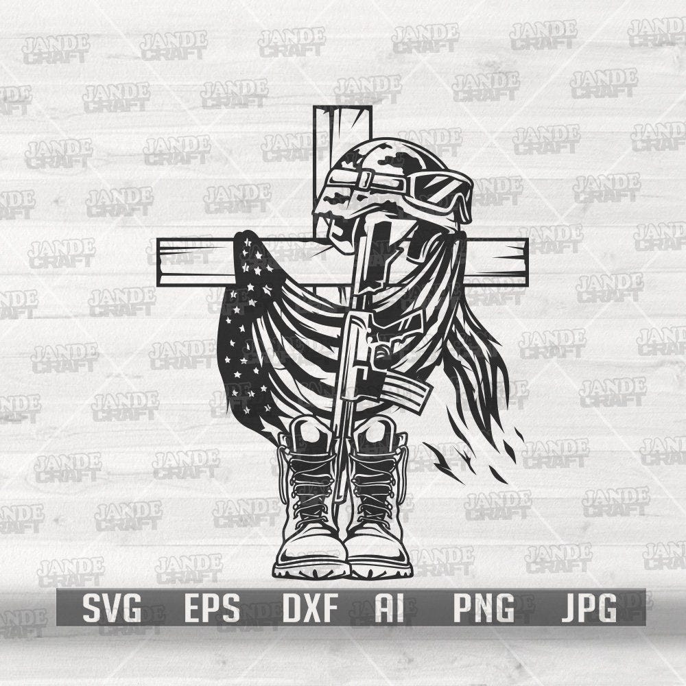USA Veteran Memorial Cross svg | Military Combat Gear Clipart | US ...