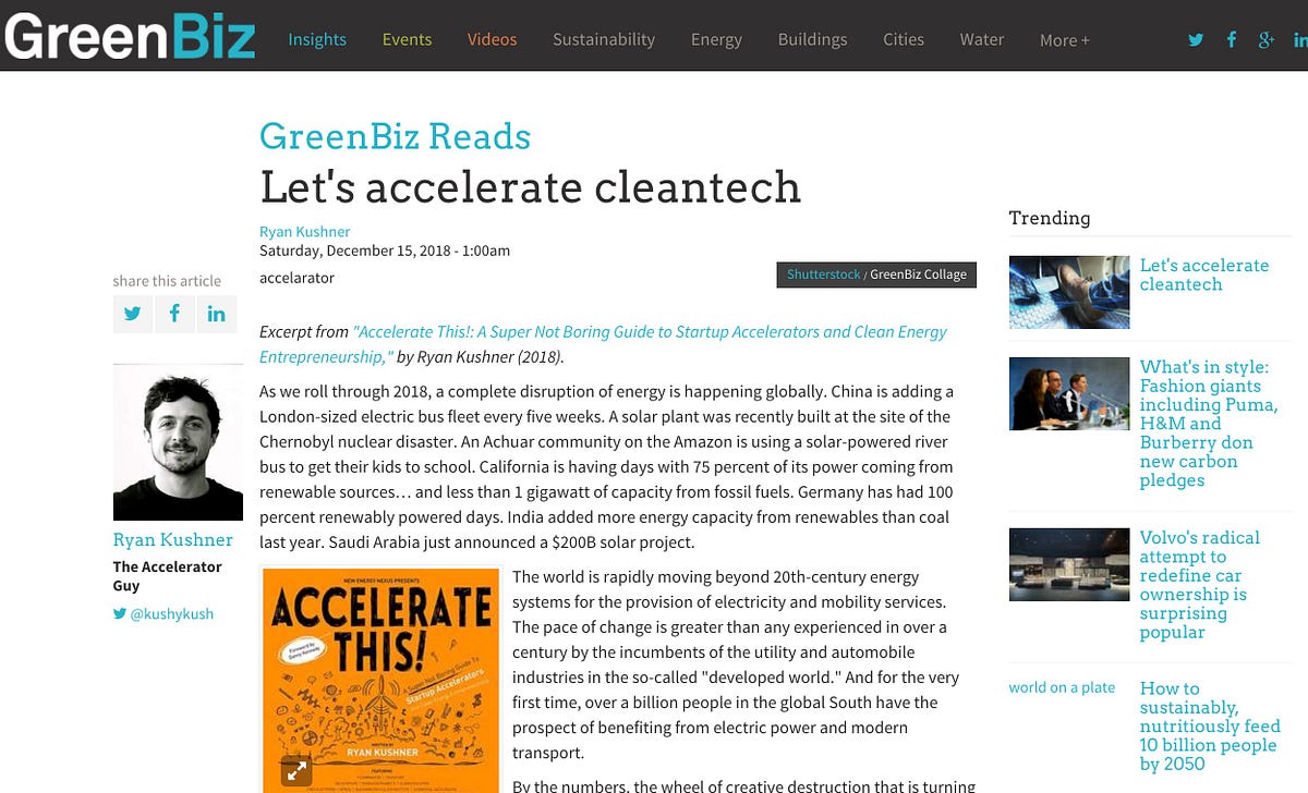 Accelerate This! Feature @ GreenBiz | by Ryan Kushner | Medium