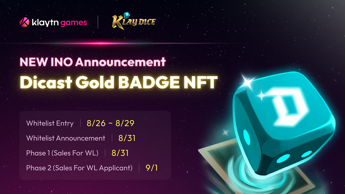 INO(Initial NFT Offering) Announcement — Klay Dice | by PlayOne Games KR | PlayOne Games KR | Medium