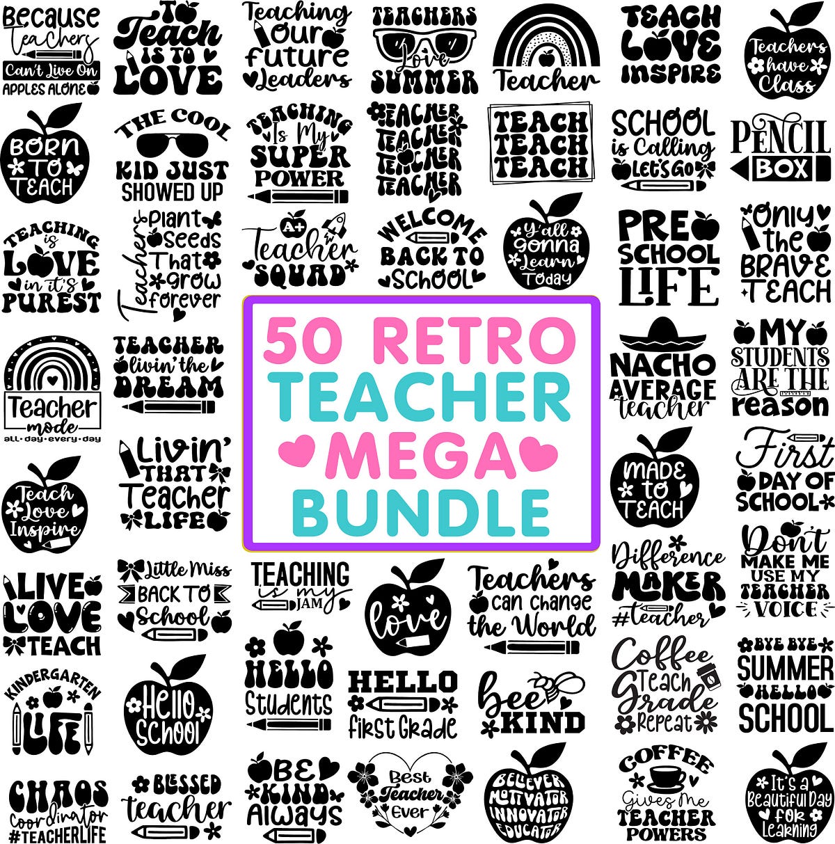 Teacher Svg Bundle, Teacher Quote Svg, Teacher School Svg, Teacher Life ...
