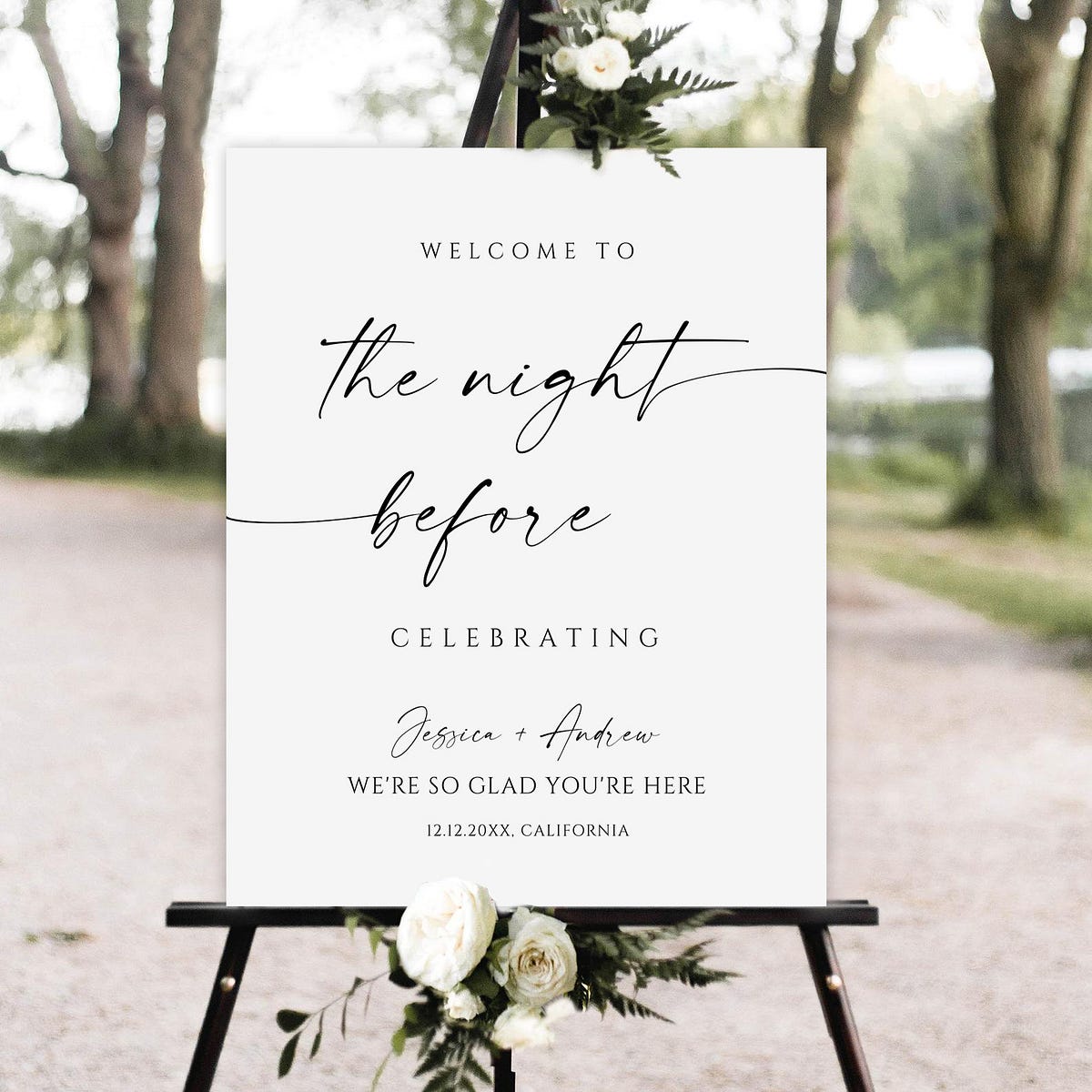 The Night Before Welcome Sign, Modern Wedding Rehearsal Welcome Sign ...