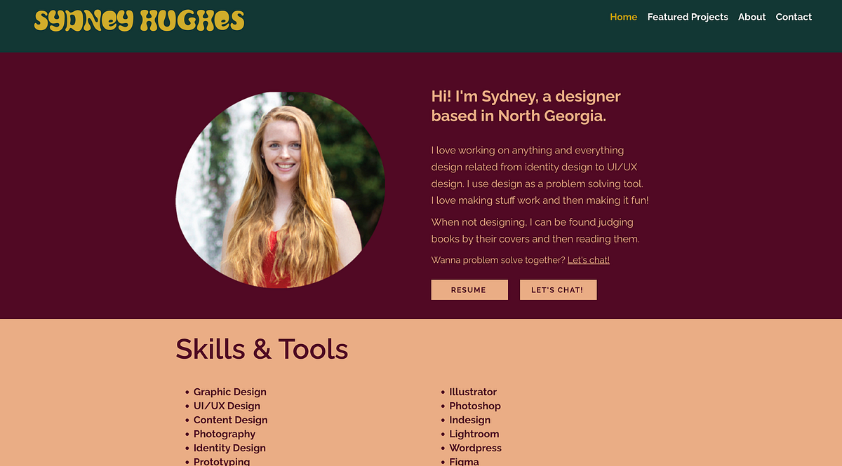 Hi, it’s me. | Personal Portfolio Redesign | by Sydney Hughes | Medium