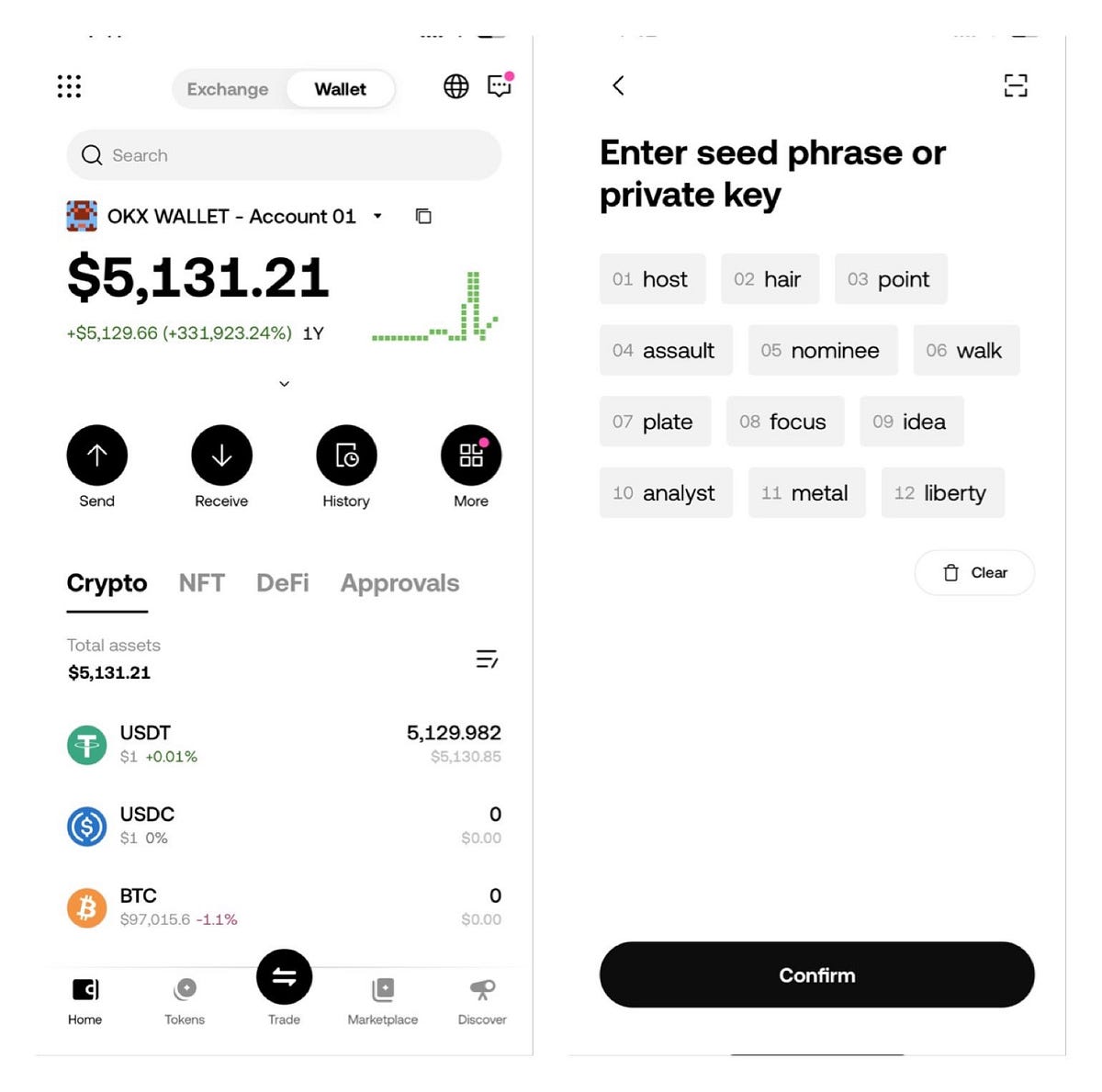 Hello I have 5000 usdt trc20 in my Okx. wallet and I want to withdraw ...