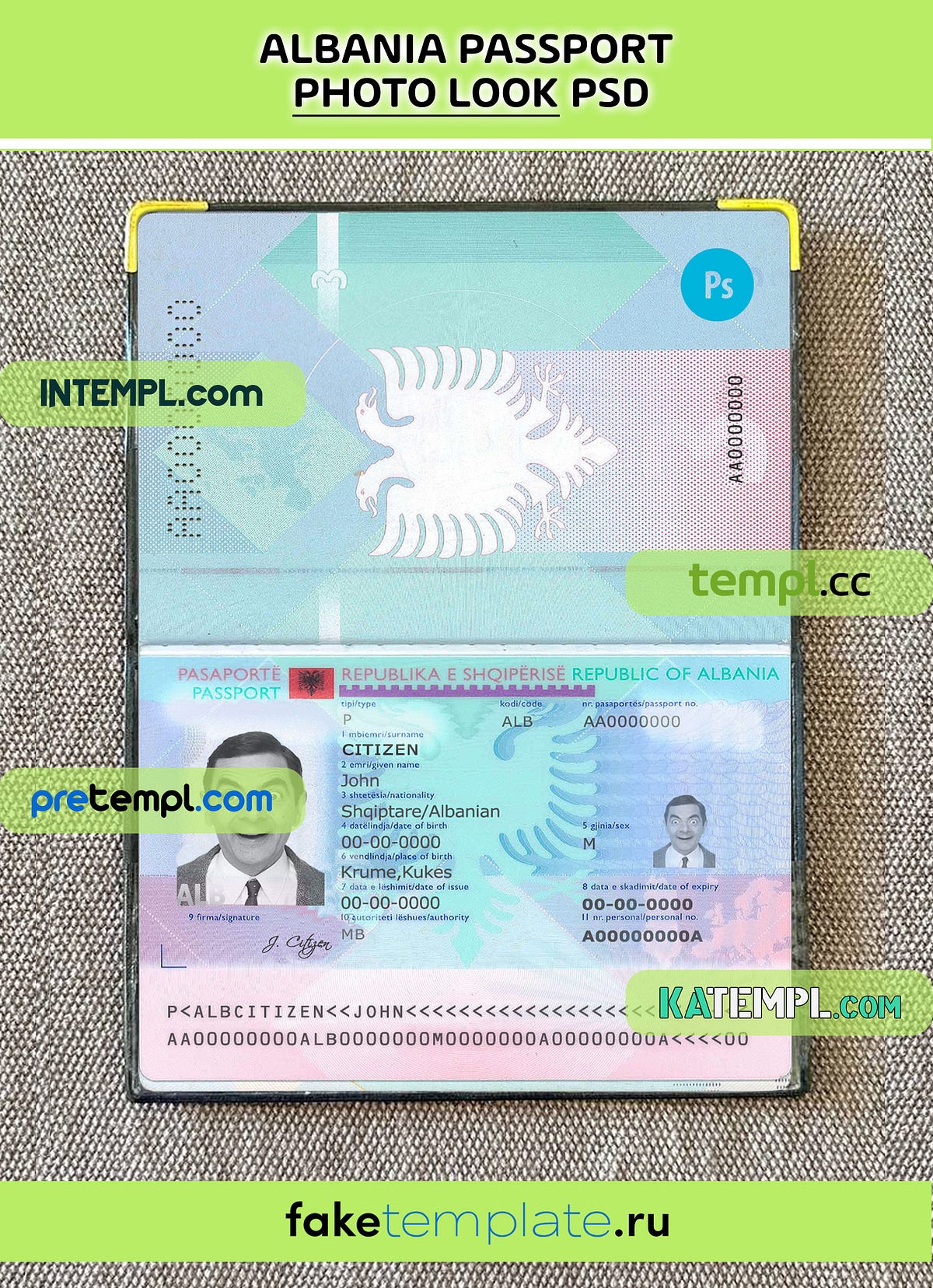 Albania Passport Psd Files Scan And Photograghed Image 2 In 1 By Shotempl Dec 2023 Medium