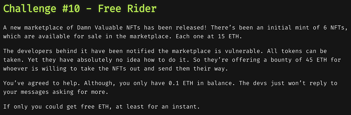 Damn Vulnerable DeFi V3 Challenge 10 Solution: “Free Rider” Complete Walkthrough | by Johnny ...