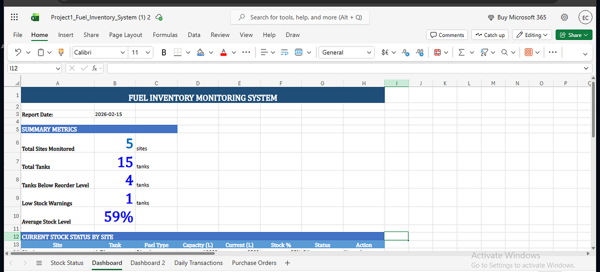 Building Real World Excel Report: From Fuel Inventory Monitoring to ...