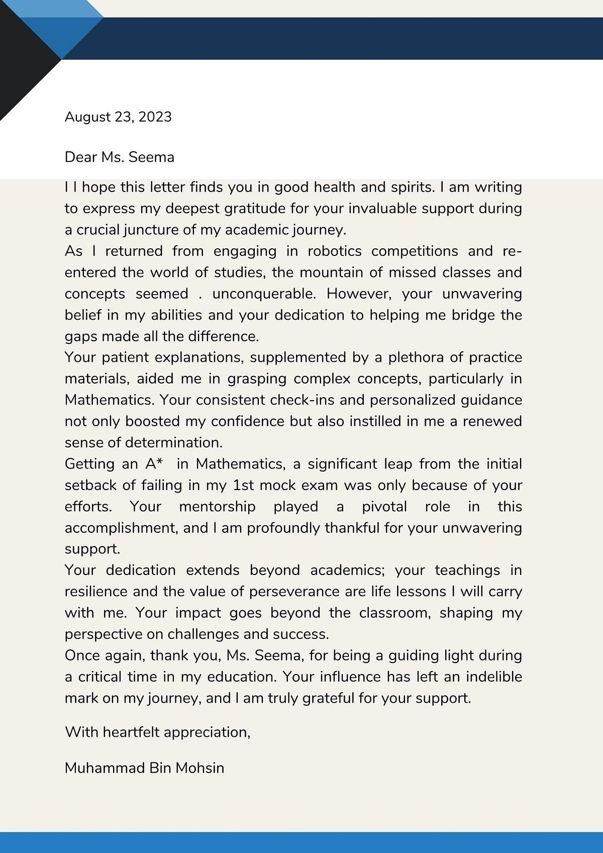 A Journey of Gratitude: Letters and Reflections | by Muhammad Bin ...