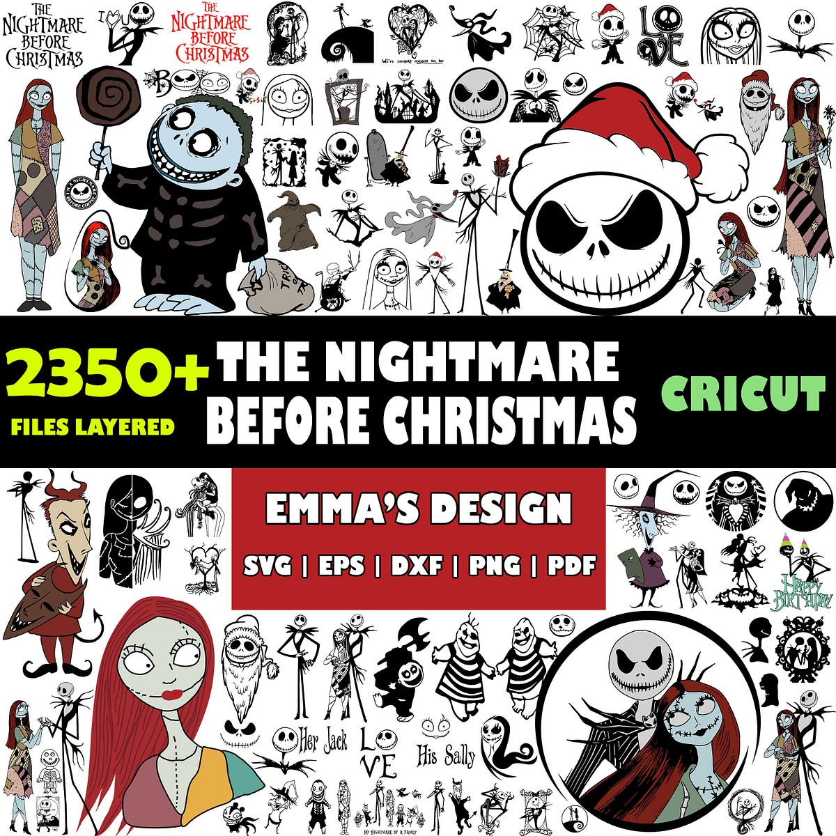 The Nightmare Before Christmas 2350 Files Svg Bundle, Layered Design ...
