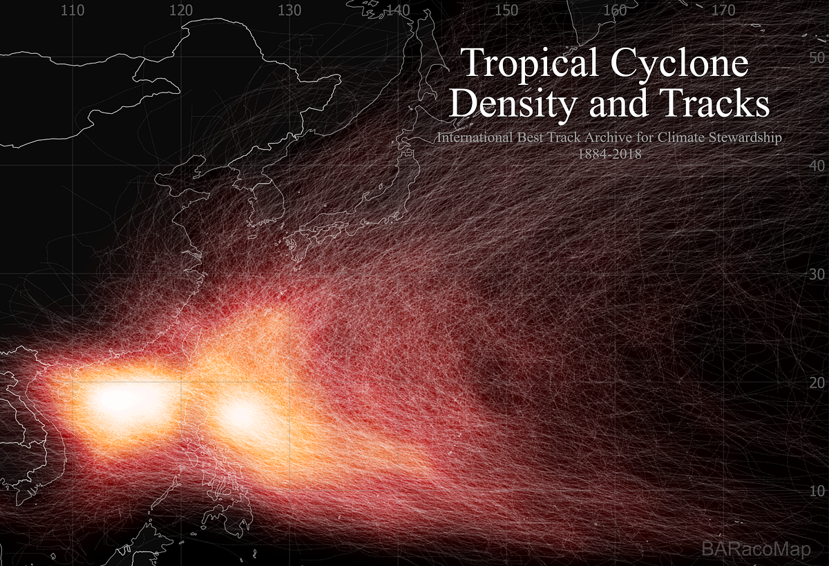 Tropical Cyclone Density and Tracks (1884–2018) | by BA | The Barometer ...