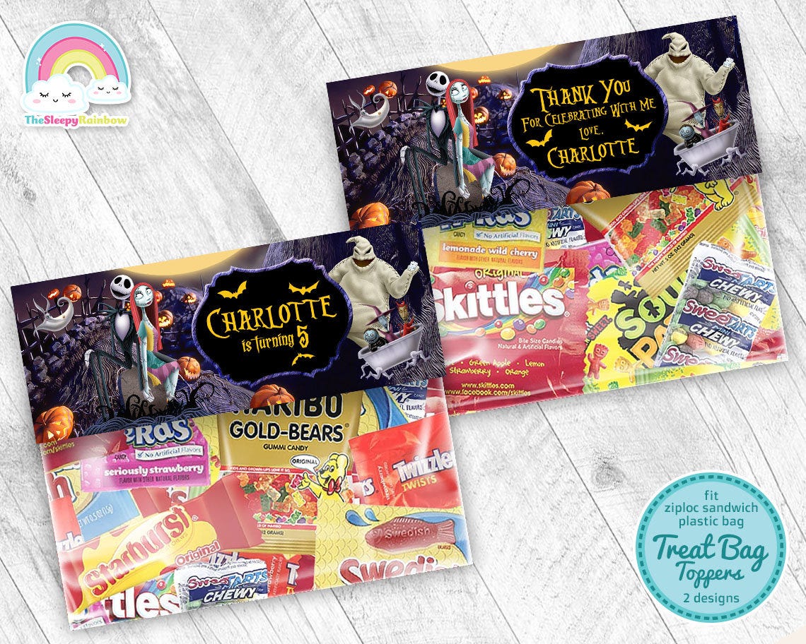 The Nightmare Before Christmas Birthday Party Treats Bag Label Jack ...