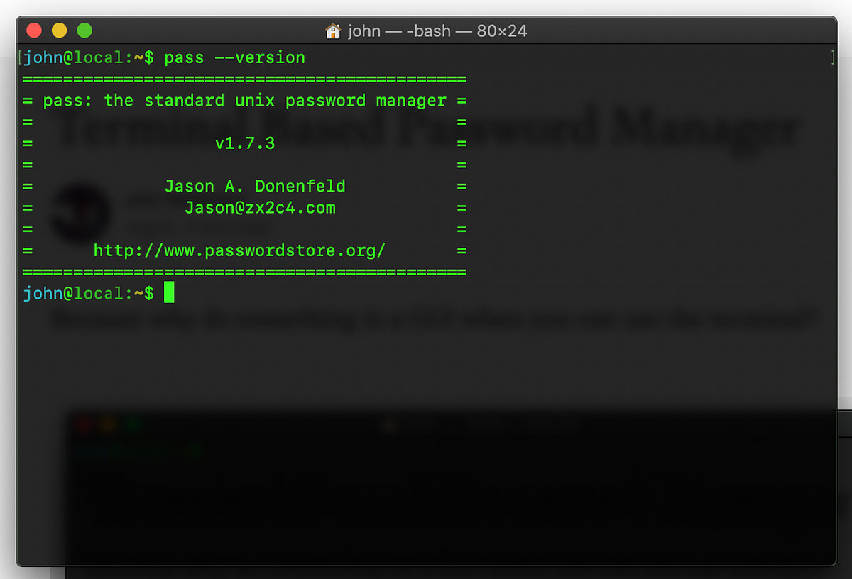 Terminal Based Password Manager. Because why do something in a GUI when… | by John Matthews | Medium