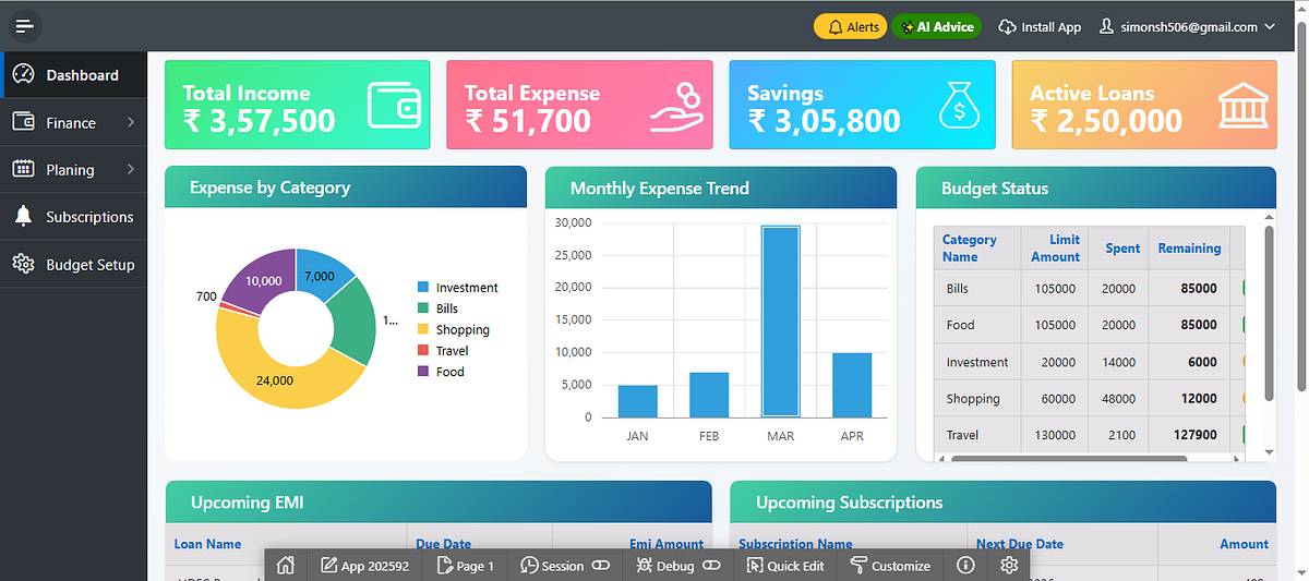 Built a Smart Personal Finance Management System using Oracle APEX ...