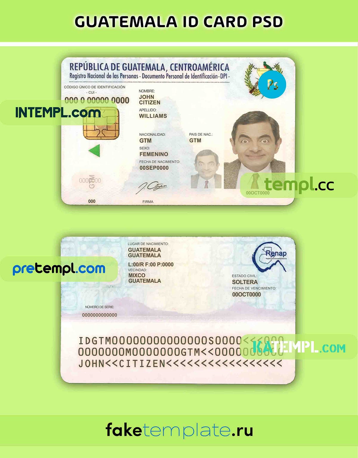 GuatemalaGuatemala ID template in PSD format, fully editable | by ...
