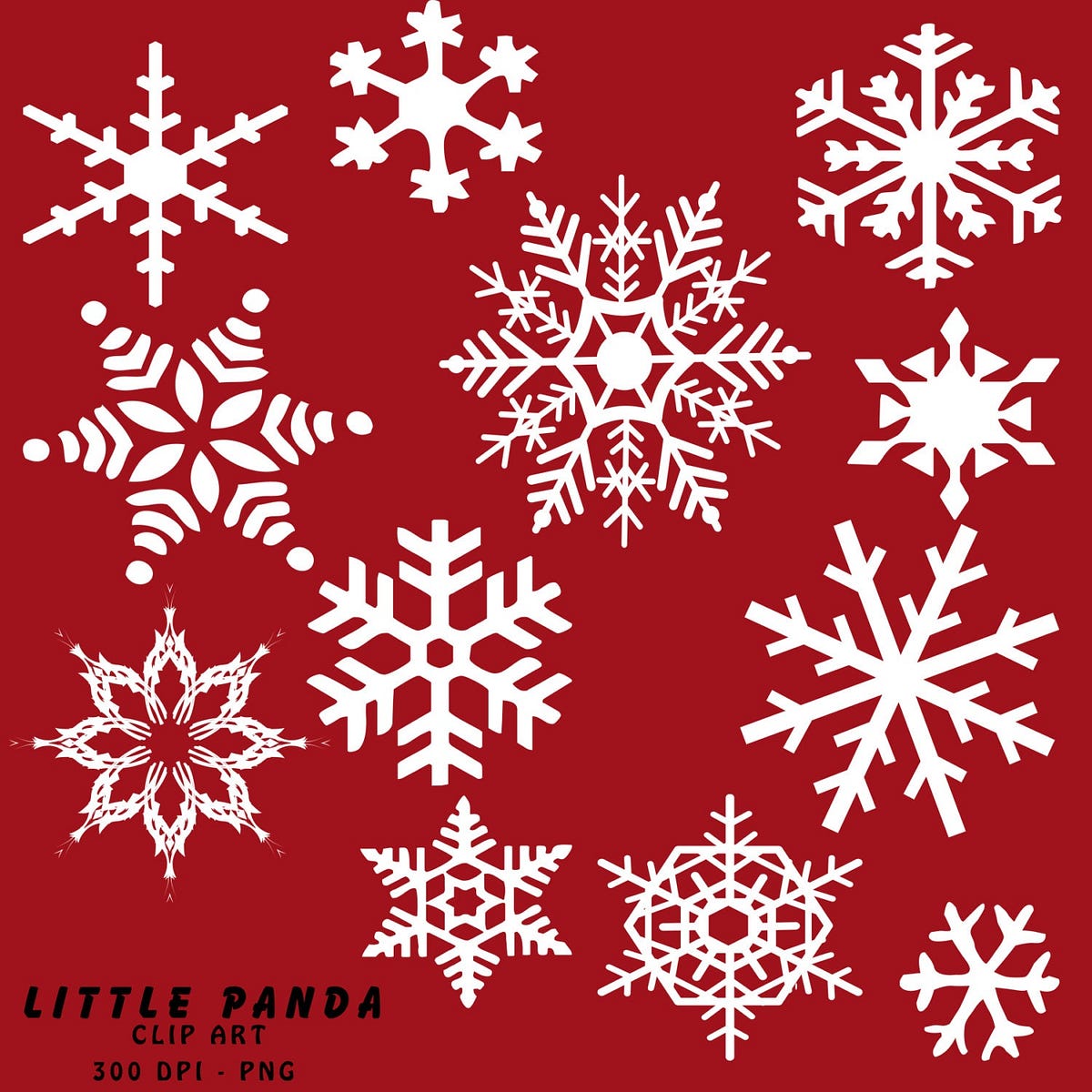 Snowflake Digital Clip Art — Personal and Commercial Use — Instant ...