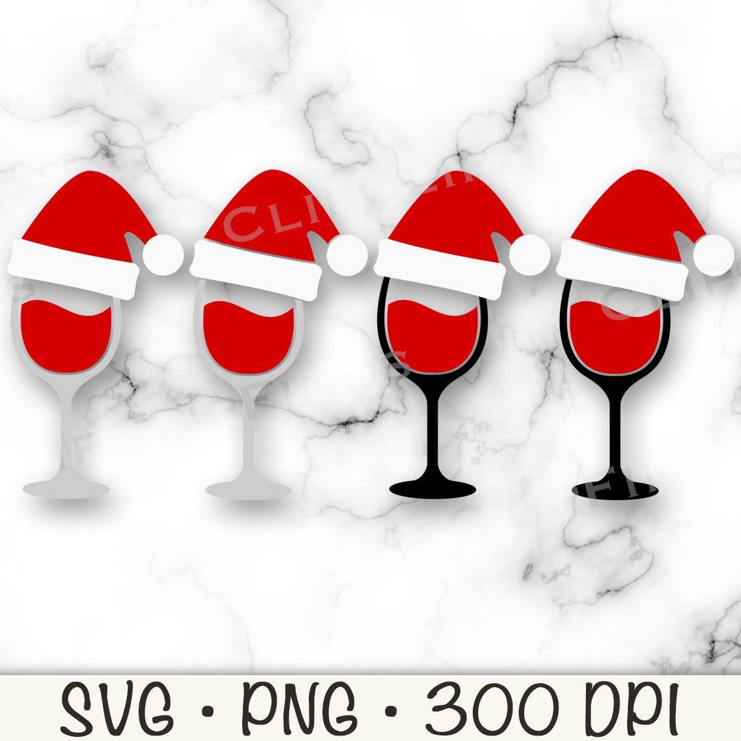 Wine Glass Santa Hat, Adult Funny Christmas, SVG, PNG, Sublimation ...