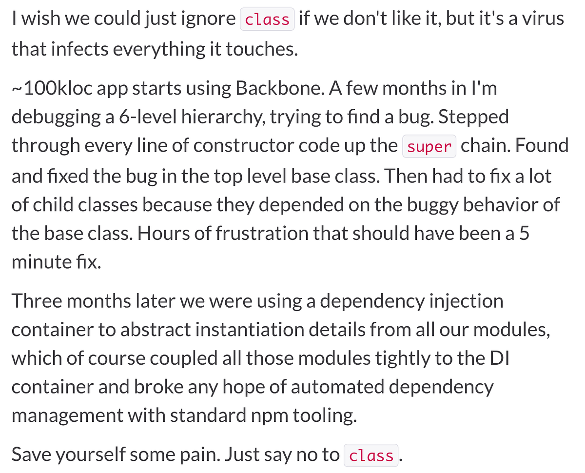How to Fix the ES6 `class` keyword | by Eric Elliott | JavaScript Scene ...