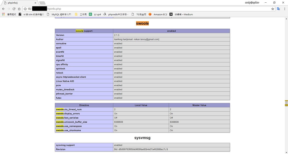 安裝Swoole. 承上篇：於於AWS CentOS7安裝PHP7 | by 徐睿甫 | Medium