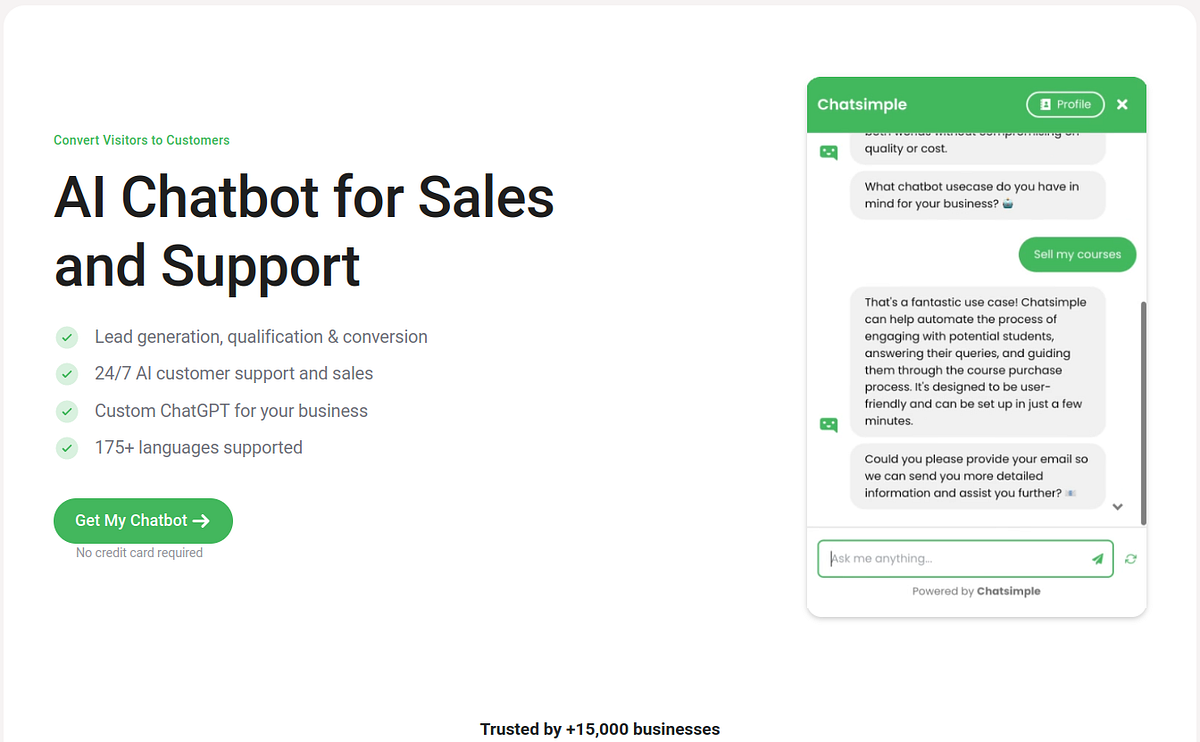 Convert visitors to customers even while you sleep with Chatsimple, an ...