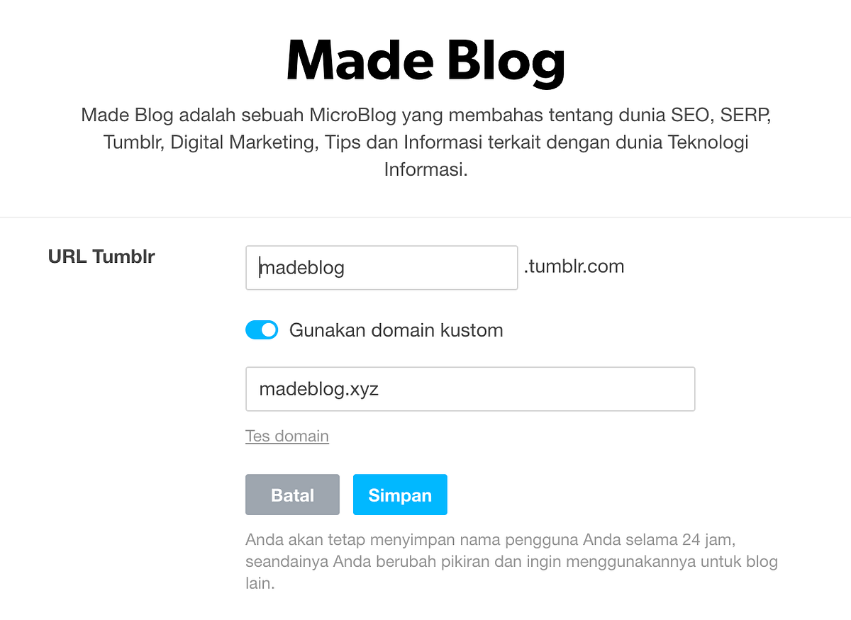 Pengaturan Custom Domain Pada Tumblr | by Aditya Subawa | Medium