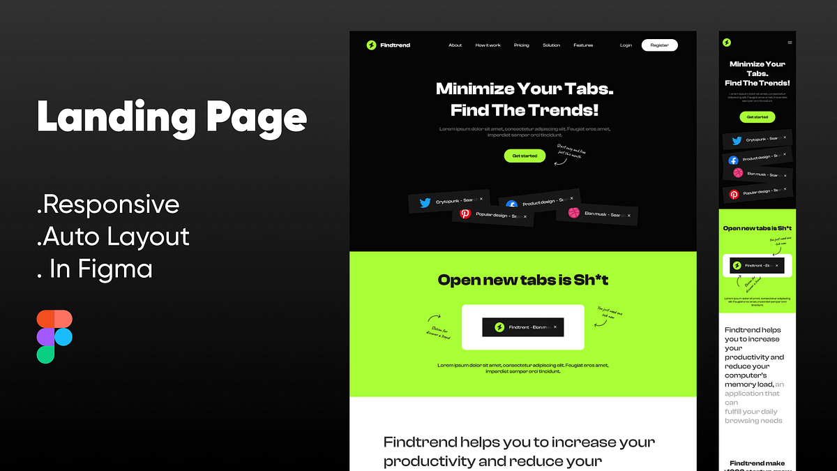 Landing Page Design Using Figma + Responsive + Auto Layout | Figma ...