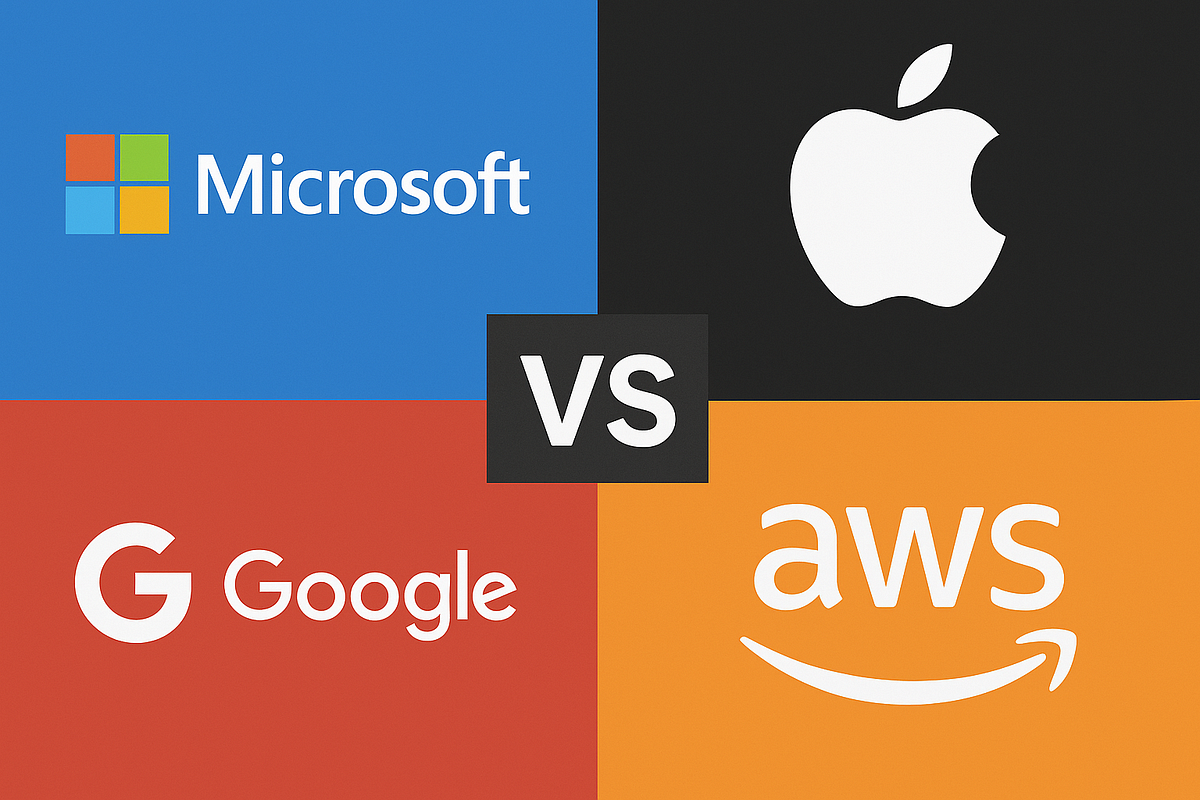 Microsoft vs Apple vs Google vs Amazon (AWS) The Giants of the Digital ...