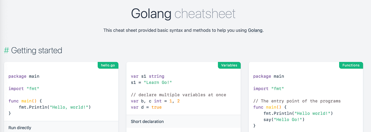 This Is The Best Go (Golang) Cheat Sheet! | by Manpreet Singh | Medium