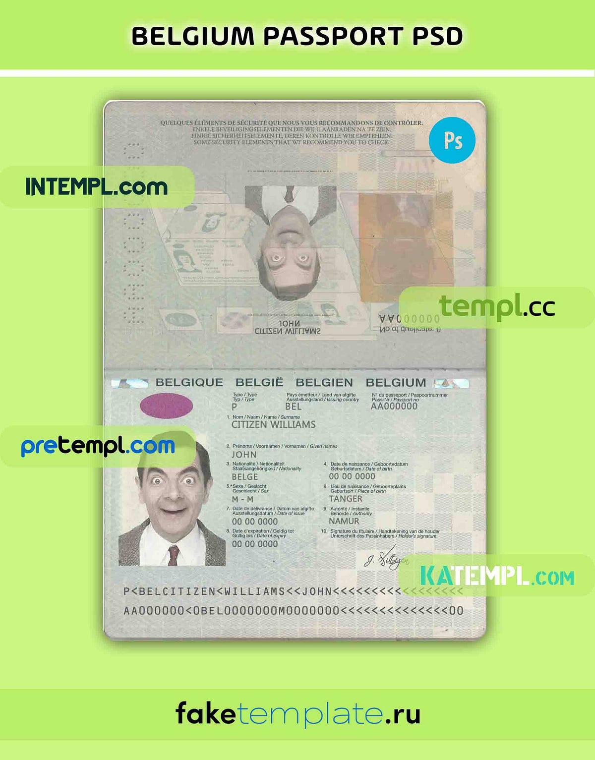 Belgium passport PSD download template, 2014–2017 | by Intempl ...