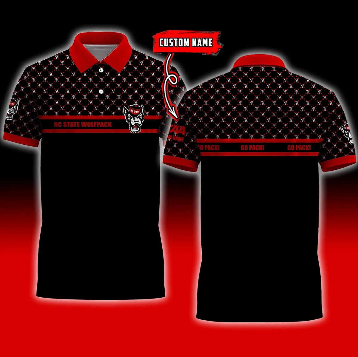 NC State Wolfpack Custom Name Monogram Men Polo Shirt | by ...