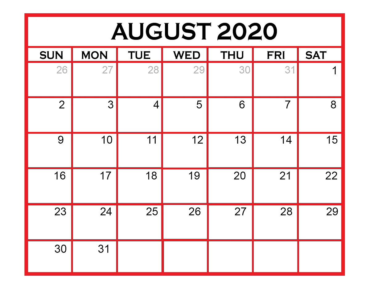 August 2020 Calendar Template Word | by CalendarWishesImages | Medium