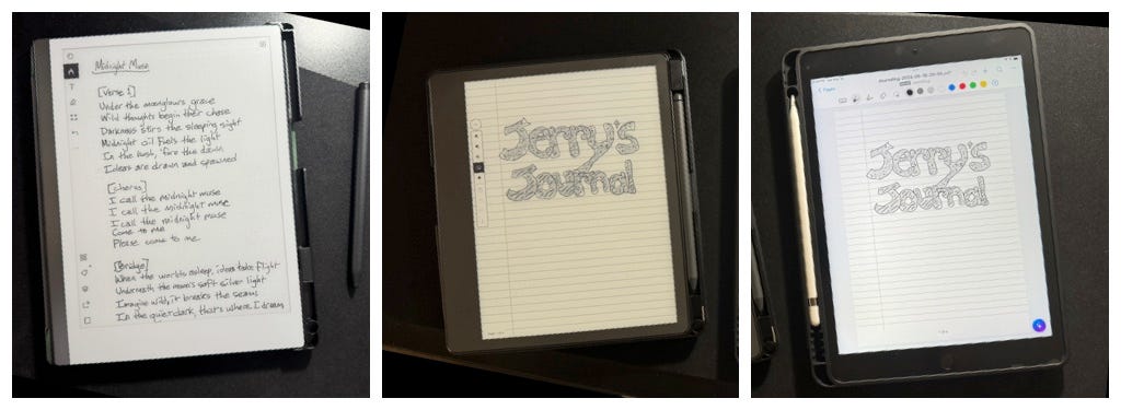 reMarkable, Kindle Scribe, and Nebo on iPad: Handwriting and Word ...