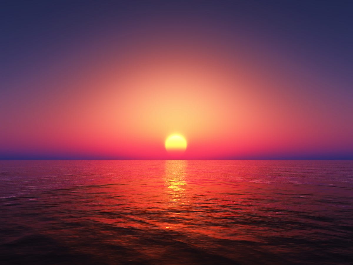 This scenario describes a peaceful and serene setting, with the sun ...