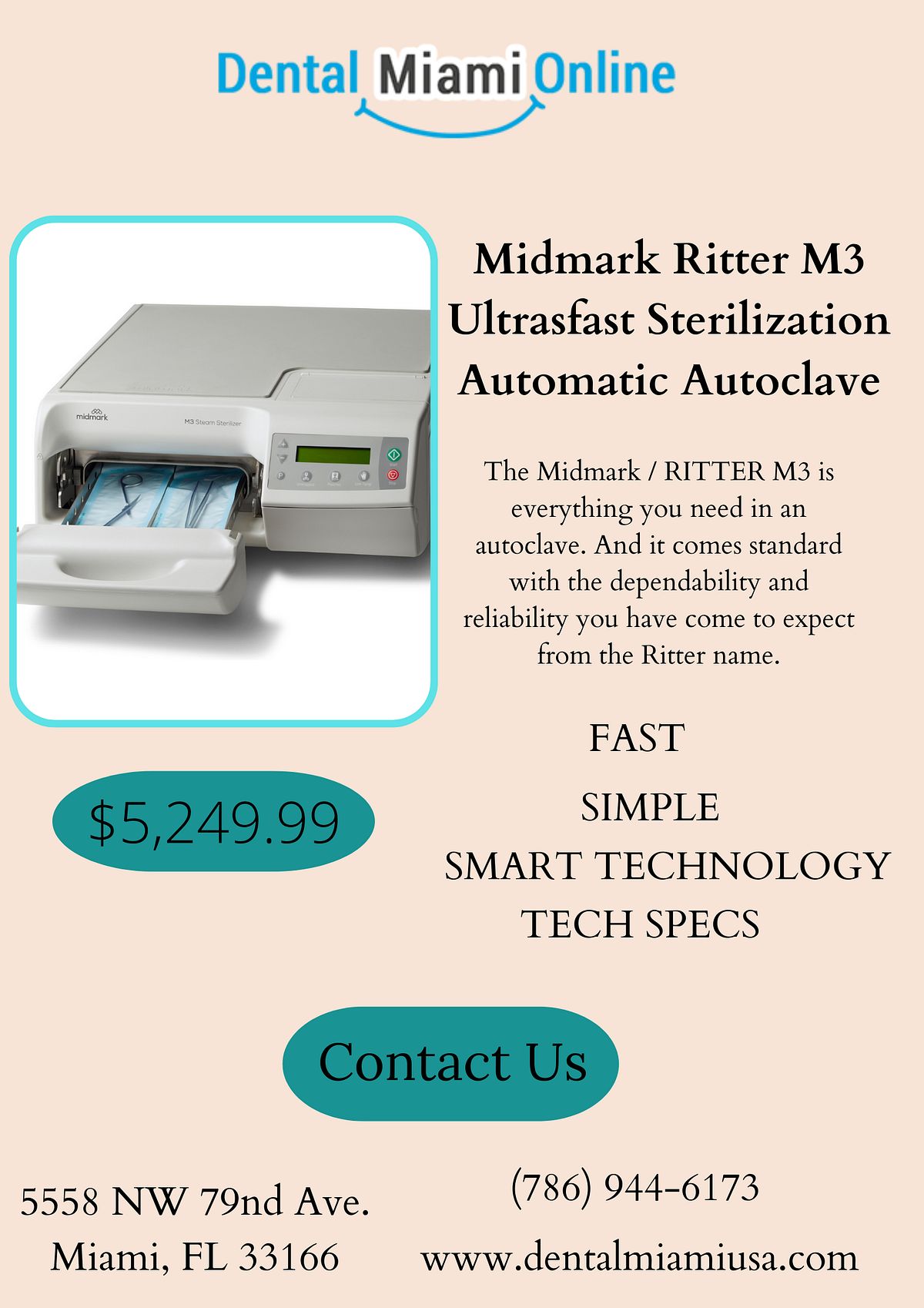 Midmark Ritter M3 Ultrasfast Sterilization Automatic Autoclave - Dental ...