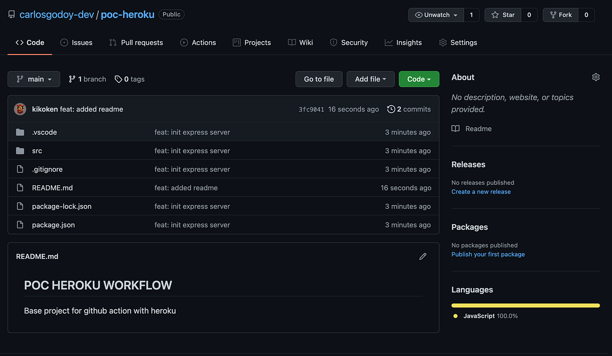 GITHUB + HEROKU Continuous Integration | by Carlos Godoy | Medium