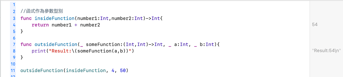 Swift Review#15–1[函式Function-函式作為參數、返回型別以及巢狀函式（Nested function）] - 影山小麥機 - Medium