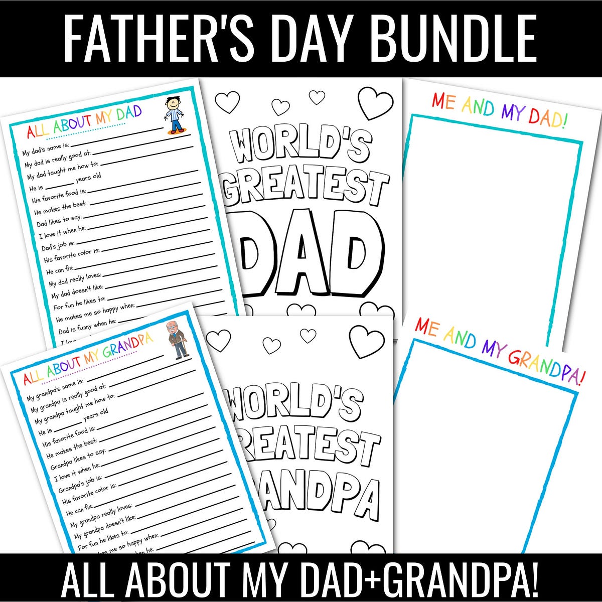 Father’s Day BUNDLE | All About My Dad INSTANT Download | |Kids Fathers ...